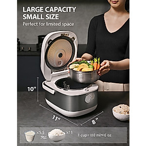 TOSHIBA Rice Cooker Induction Heating, with Low Carb Rice Cooker Steamer 5.5 Cups Uncooked - Japanese Rice Cooker, 8 Cooking Functions, 24-Hr Timer and Auto Keep Warm, White