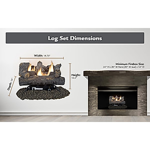 Pleasant Hearth 18-in Southern Oak Vent Free Gas Set 30,000 BTU's, Brown and Charred Logs