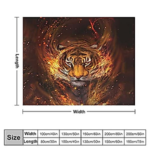 Fire Tiger Flannel Fleece Throw Blanket Soft Warm Lightweight Fuzzy Plush Blankets for Bed Couch Sofa 40"x50"
