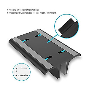 Double Adjustable Vertical Laptop Stand Newly Designed 2 Slots Aluminum Desktop Dual Holder for All MacBook/Chromebook/Surface/Dell/iPad Up to 17.3 Inches - Black