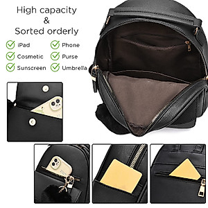 I IHAYNER Mini Backpack for Women Small Backpack for Ladies Leather Backpack Purse Designer Travel Satchel Bags with Pompom