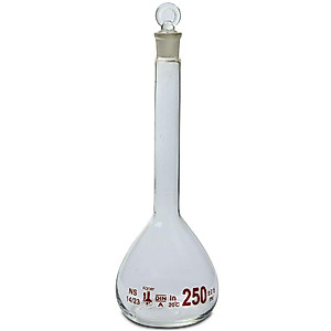 Volumetric Flask Set - 4 Sizes - 100, 250, 500, and 1000ml, 3.3 Boro Glass, Class A, Ground Stopper, Karter Scientific 213W18