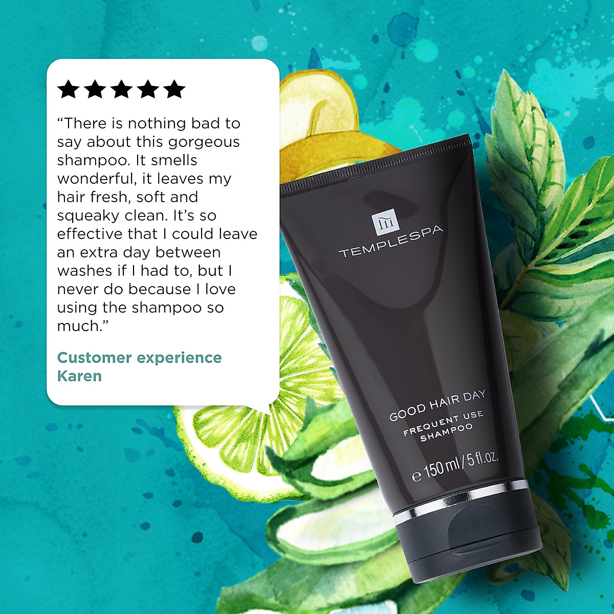 TEMPLESPA | GOOD HAIR DAY | Luxury Hair Shampoo for Smooth and Healthy Looking Hair Natural Ingredients, Free from Parabens, Phthalates and Sulphates, Cruelty-Free, Vegan 5.0 fl.oz.