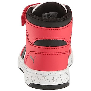 PUMA Rebound Layup Mid Sneaker, Scratch White Black-for All Time Red, 5 US Unisex Big Kid