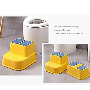 NUOBESTY Kids' Step Stools Toddlers Step Stool Anti-Slip Baby Kids Toilet Training Bathroom Up Step Stools with Double Steps for Brushing Teeth Washing Hands (Yellow) Toddler Stool