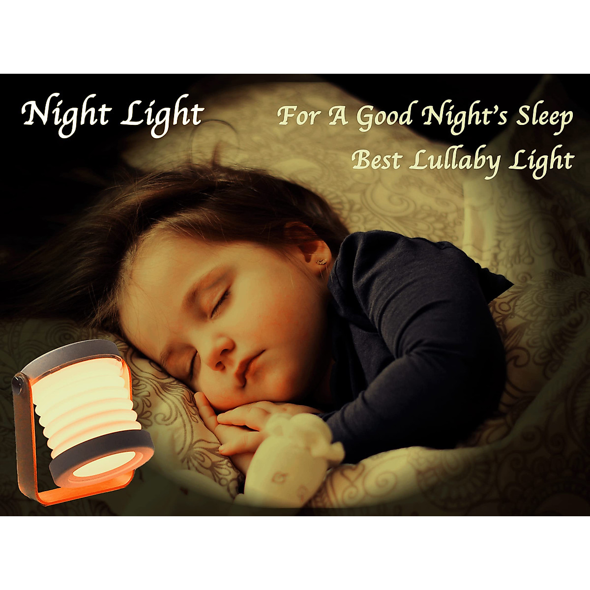 Rechargeable Portable Folding LED Lantern Lamp, WYNK Battery Operated Reading Light Table Lamp Outdoor Lamp Desk Lamp, Dimmable Multifunctional Night Light, Bedside Lamp for Bedroom