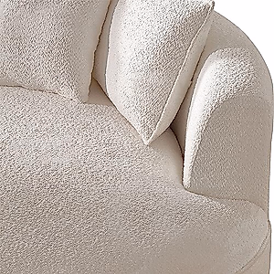 ERYE Luxury 6 Seats Teddy Boucle Freestanding Sectional Sofa, Modern Left Wide Chaise Comfy Leisure Couch with 7 Perfectly-Scaled Pillows, Oversized Sleek Curved Sofa&Couch for Living Room