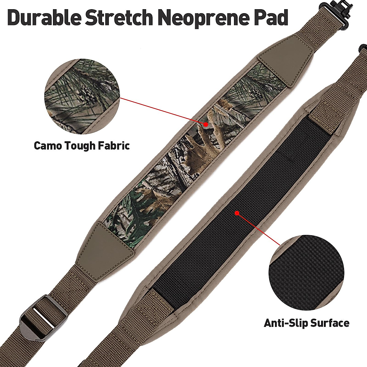 BOOSTEADY Two Point Gun Sling with Swivels,Durable Shoulder Padded Strap,Length Adjuster