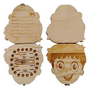 Baby Tooth Fairy Keepsake Box- First Teeth and Curl Keepsake Box | Tooth Boxes Saver & Holders for Lost Teeth Kids-Boys