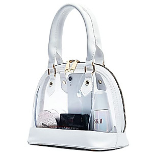 KKXIU Stadium Approved Clear Crossbody Purse and Handbag Vegan Leather Concert Bag for Women (White)
