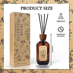 Reed Diffuser, Fragrance Diffuser for Home Scented, Reed Diffuser Set with 6 Reed Diffuser Sticks, Home Fragrance Products Eucalyptus&Sage 4.1 oz