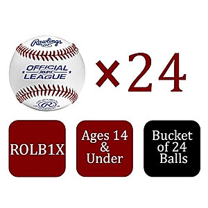 Rawlings | Official League Competition Grade Baseballs | ROLB1X | Game/Practice Use | Youth/14U | Bucket | 24 Count