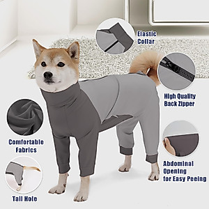 Parderry Dog Recovery Suit for Surgery Dog Onesie for Female and Male E-Collar Alternative Anti Shedding Pajamas Long Sleeve Claming Bodysuit Gray XXL