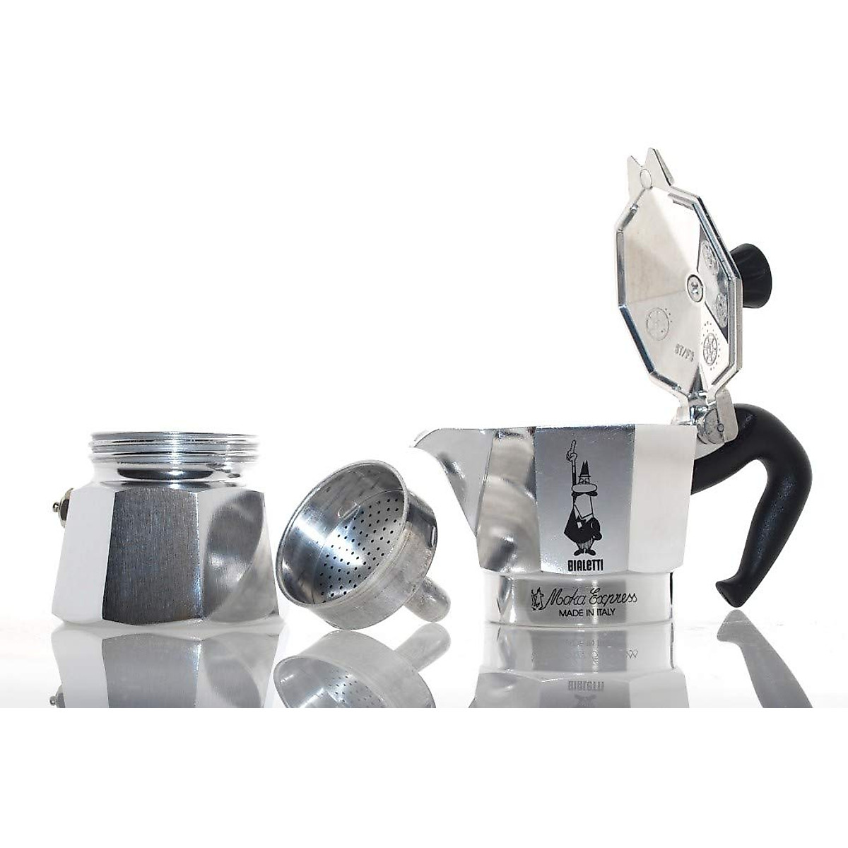 Original Bialetti 9-Espresso Cup Moka Express | Espresso Maker Machine and Zonoz Wooden Small Espresso Stirring Spoon Bundle (9-cup, 18.5 fl oz, 550 ml)