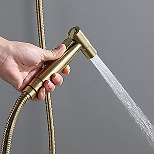 MINJING Bidet Sprayer Kit for Toilet Multifunctional Golden Bidet Tap Sprayer Wall Mounted Cold Water Tap Toilet Bidet Douche Spray for Bathroom, C,F