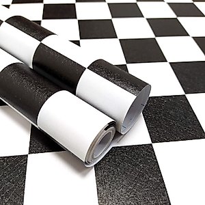 Hopepak Black and White Contact Paper Peel and Stick Wallpaper 17.7''×118" Mosaic Checkered Wallpaper Lattice Self Adhesive Removable Wallpaper for Bedroom Bathroom Cabinet Shelf Drawer Liner