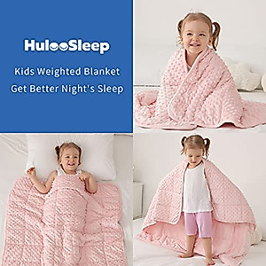 Huloo Sleep Kids Weighted Blanket Twin 7lbs (41"×60",Pink) Breathable Soft Minky Weighted Throw Blanket for All Season,Heavy Blanket with Premium Glass Beads