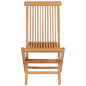 vidaXL Folding Patio Chairs Set of 4, Outdoor Wooden Seats for Garden Dining Capming Beach Deck, Stable Structure Easy to Store, Solid Teak Wood