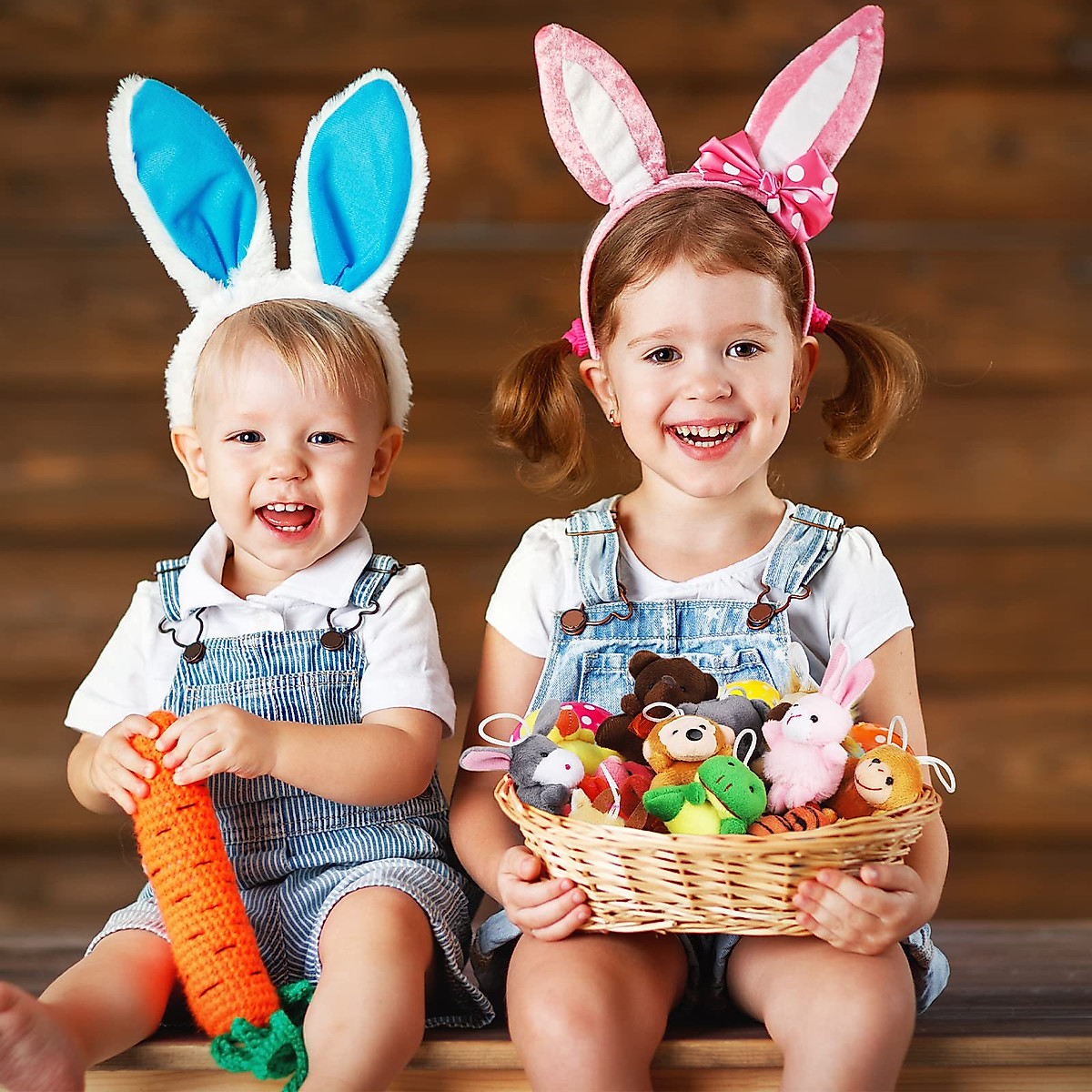 Fovths 24 Pieces Mini Plush Animals Toys Set Cute Small Stuffed Animal Keychain Set for Easter Hunts, Basket Stuffers, Easter Party Favor, Goodie Bag Fillers, 2.4 Inches