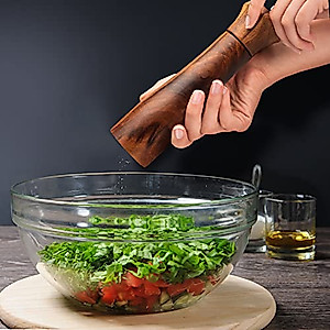 Wooden Salt and Pepper Grinder Set - Premium Acacia Wood Grinders with Adjustable Ceramic Grinding Mechanism - 8 inch Refillable Salt and Pepper Mills