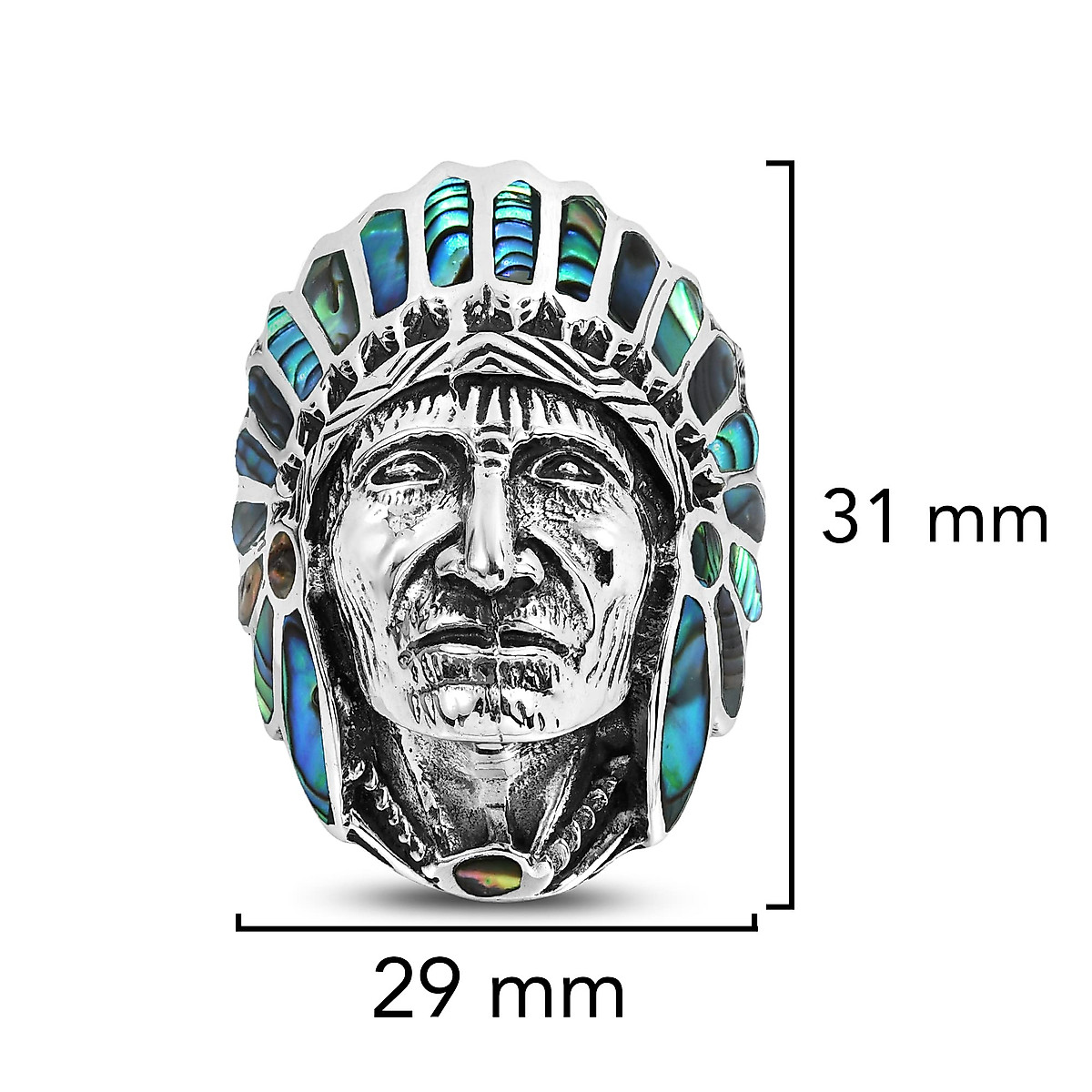 AeraVida Stylish Native American Style Abalone Shell .925 Sterling Silver Ring | Statement Fashion, Promise Ring, Couple Unisex Ring | Size 10