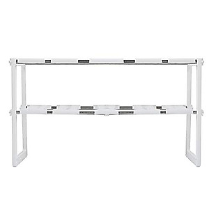 WBTY 2 Layer White Stainless Steel Under Sink Storage Shelves Adjustable Kitchen Storage Shelves