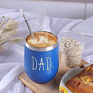 Sivaphe Dad Gift from Daughter and Son Tumbler with Lid and Straw Stainless Steel Insulated Travel Mug Gift for New Father Papa Grandpa Daddy 2023 Est Present