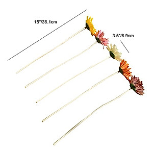 Mandy's 12pcs Multiclor Flowers Artificial Gerbera Daisies Silk Flowers 15" for Home Kitchen Wedding Decorations