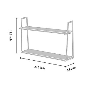 Coral Flower Floating Wall Shelves, 2-Tier Rustic Space-Saving & Decorative Wood Hanging Shelves Wall-Mounted Shelves Corner Shelves for Bedroom, Bathroom, Living Room, Kitchen