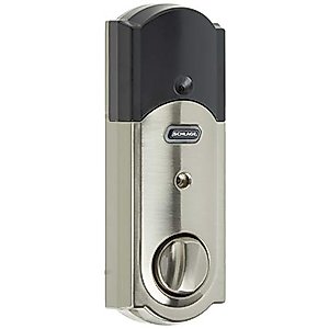 SCHLAGE Z-Wave Connect Camelot Touchscreen Deadbolt with Built-In Alarm, Satin Nickel, BE469 CAM 619, Works with Alexa via SmartThings, Wink or Iris