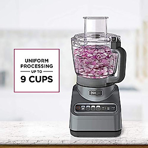 Ninja BN601 Professional Plus Food Processor 1000-Peak-Watts with Auto-iQ Preset Programs Chop Puree Dough Slice Shred with a 9-Cup Capacity and a Silver Stainless Finish (Renewed)