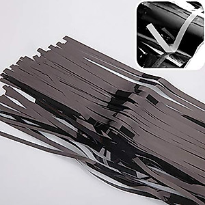 Moohome 4 Pack 3ft x 8ft Black Foil Fringe Curtain, Tinsel Door Fringe Backdrop Curtain for Birthday Wedding Engagement Graduation Celebration Bachelorette Party Decorations