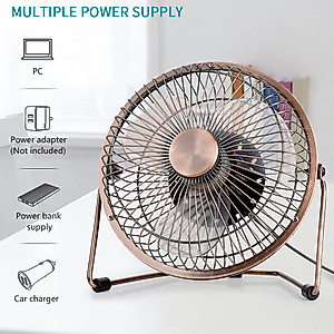 ALPIAZ 6 Inch Blade Desktop USB Fan, USB Powered, Personal Table Fan, Mini Cooling Fan, Small Desk Fan
