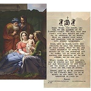 Holy Family with Grandparents Joachim and Anne Holy Card with Prayer on Back Paper Pack of 50
