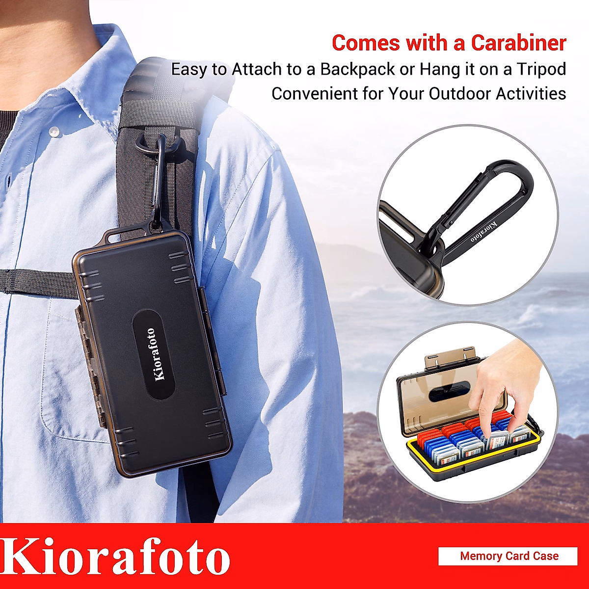 Kiorafoto SD Card Case with 36 Pack Individual Clear Plastic Memory Card Holders for 36 SD SDXC SDHC Cards,Water-Resistant Anti-Shock Anti-Dust SD Card Carrying Organizer Storage Protector with Labels