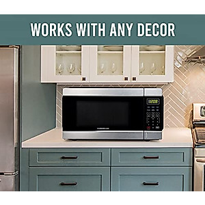 Farberware Countertop Microwave 1000 Watts, 1.1 cu ft - Microwave Oven With LED Lighting and Child Lock - Perfect for Apartments and Dorms - Easy Clean Stainless Steel