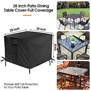 Jungda Outdoor Table Cover,28 Inch Square Patio Table Cover,Waterproof Outside Small Table Cover Furniture Cover - 28 X 28 X 28 Inch