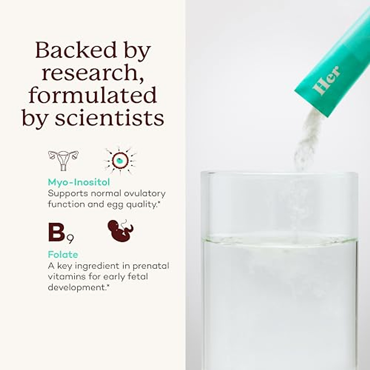 Premama Fertility Support for Her Powder Packets, Multivitamin Supplement To Support Normal Ovulatory Function and Egg Quality, Gluten-Free, Vegan, Unflavored, 28 Single-Serve Packets