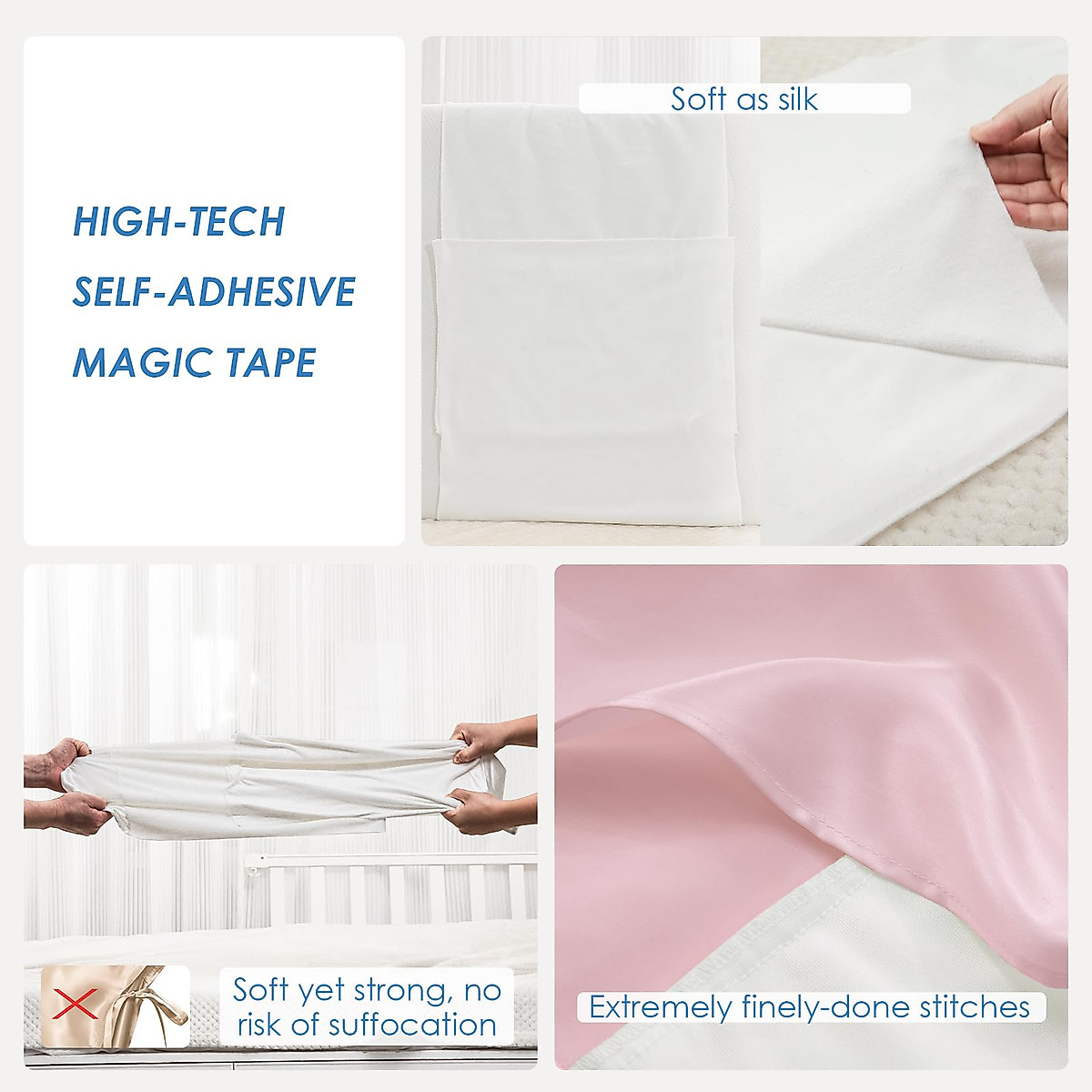 PROMEED 100% Mulberry Silk Crib Sheet for Baby Hair, 23 Momme Silk Bassinet Slip for Baby Bald Spots, Soft and Safe Silk Cot Sleeve for Everyday Use (Pink)