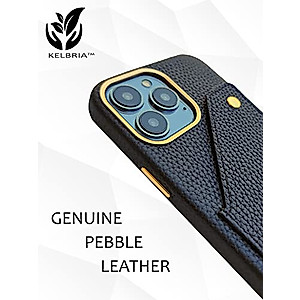 KELBRIA Crossbody iPhone 13 Pro Max Case with Card Holder for Women – Leather iPhone 13 Pro Max Case with Strap – iPhone 13 Pro Max Wallet Case for Women – Black Pebble Leather