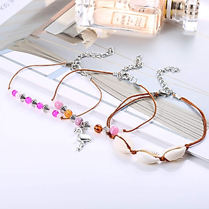 LOYALLOOK 18Pcs Anklet Bracelets for Women Ankle Chain Turtle Wave Anklet Beach Ankle Bracelets Foot Jewelry for Women