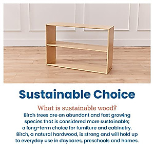 ECR4Kids Streamline 2-Shelf Storage Cabinet, 24in High, Double-Sided Display, Natural