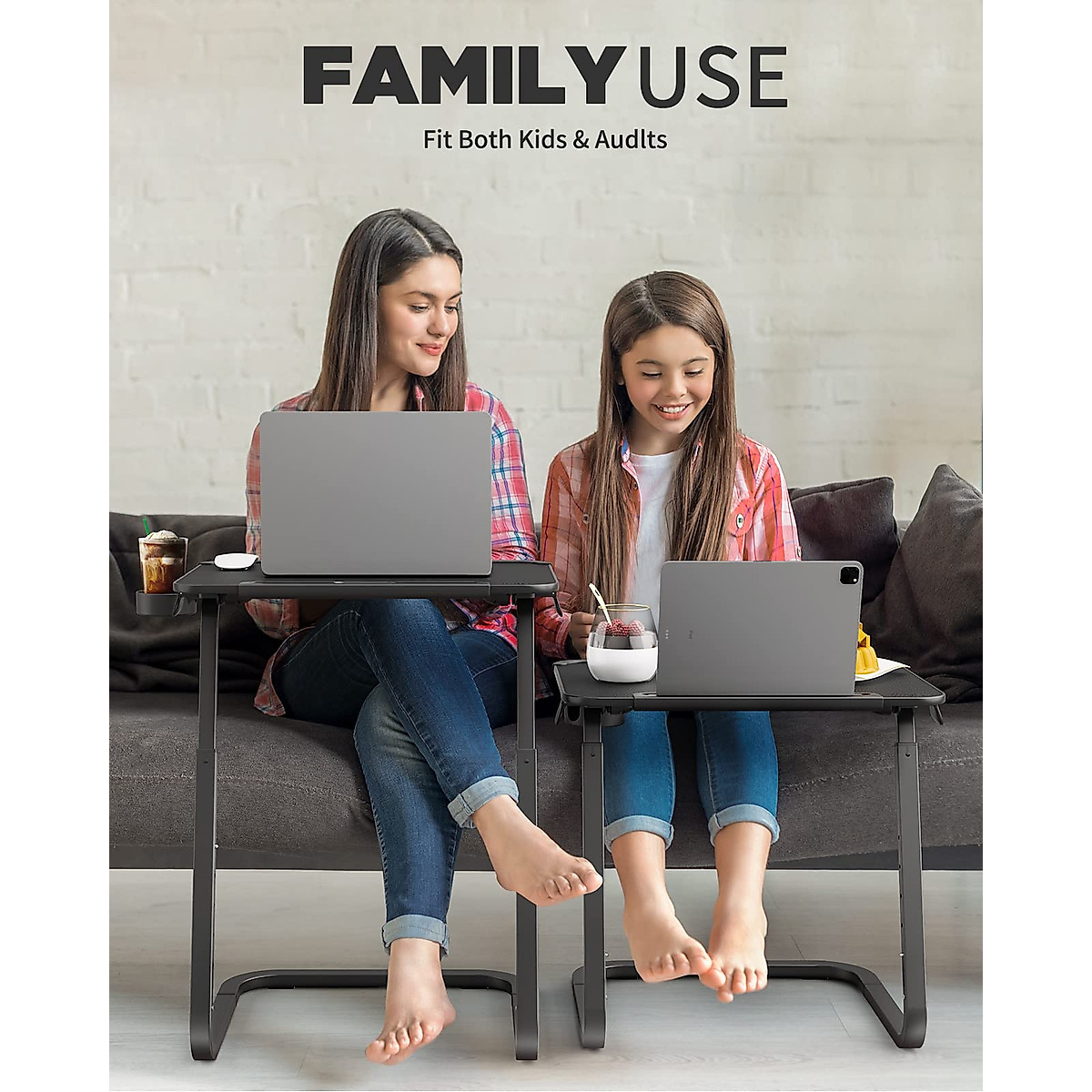 SAIJI TV Tray Table - Heavy Duty Extra Large TV Tray, Upgraded TV Dinner Trays for Eating Snack Food, Tilt & Height Adjustable TV Tray Laptop Desk for Sofa & Bedside Small Table