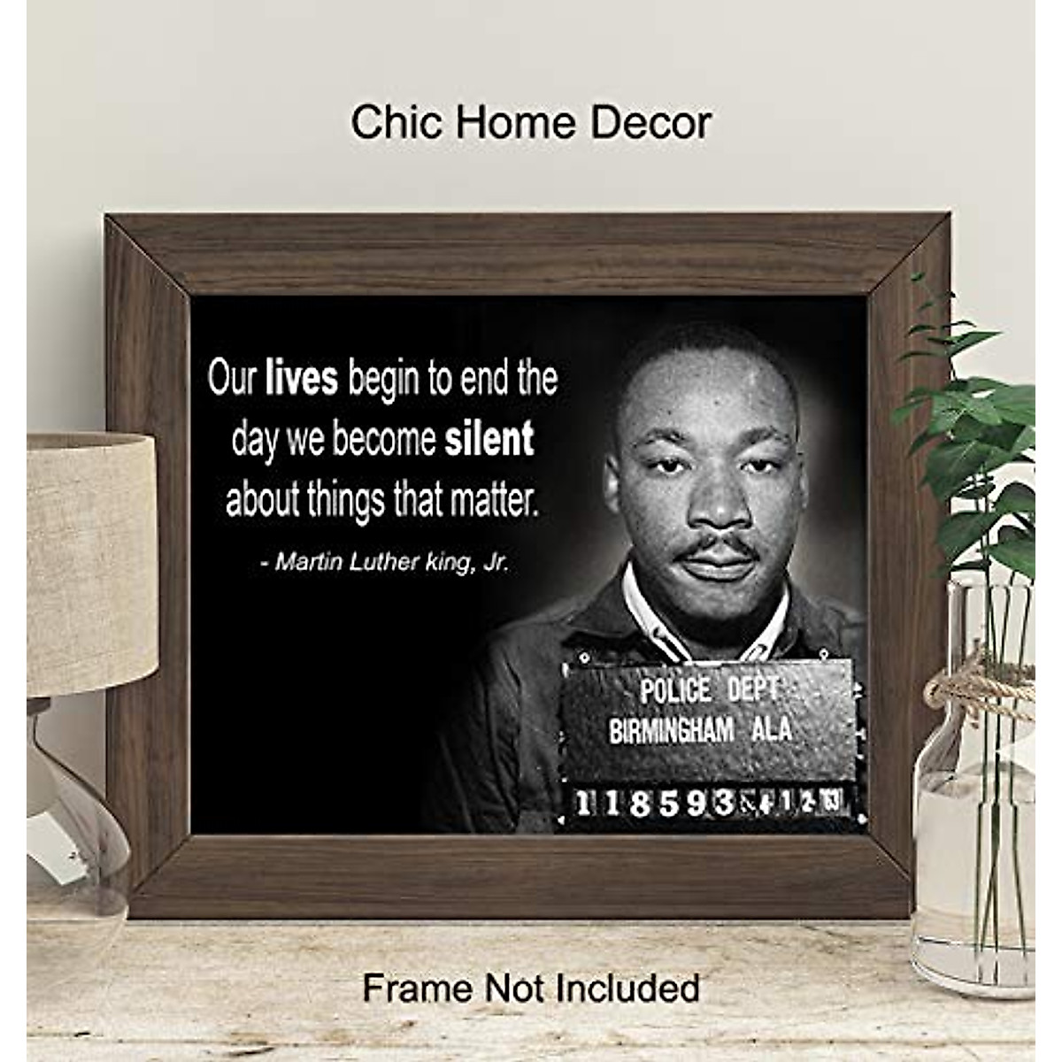 Martin Luther King Jr. Mugshot Wall Art Print - Ready to Frame Photo (8X10) - Home Decor - Makes a Great Gift for Bedrooms, Kitchens, Home Office and Living Rooms - MLK Motivational and Inspirational