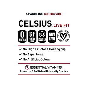 CELSIUS Sparkling Cosmic Vibe, Functional Essential Energy Drink 12 Fl Oz (Pack of 12)