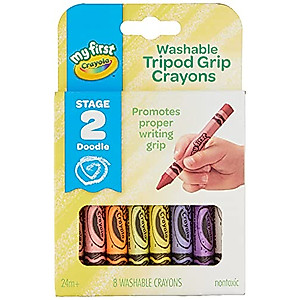 Crayola My First Washable Toddler Crayons, Tripod Grip, Gift, 8 Count