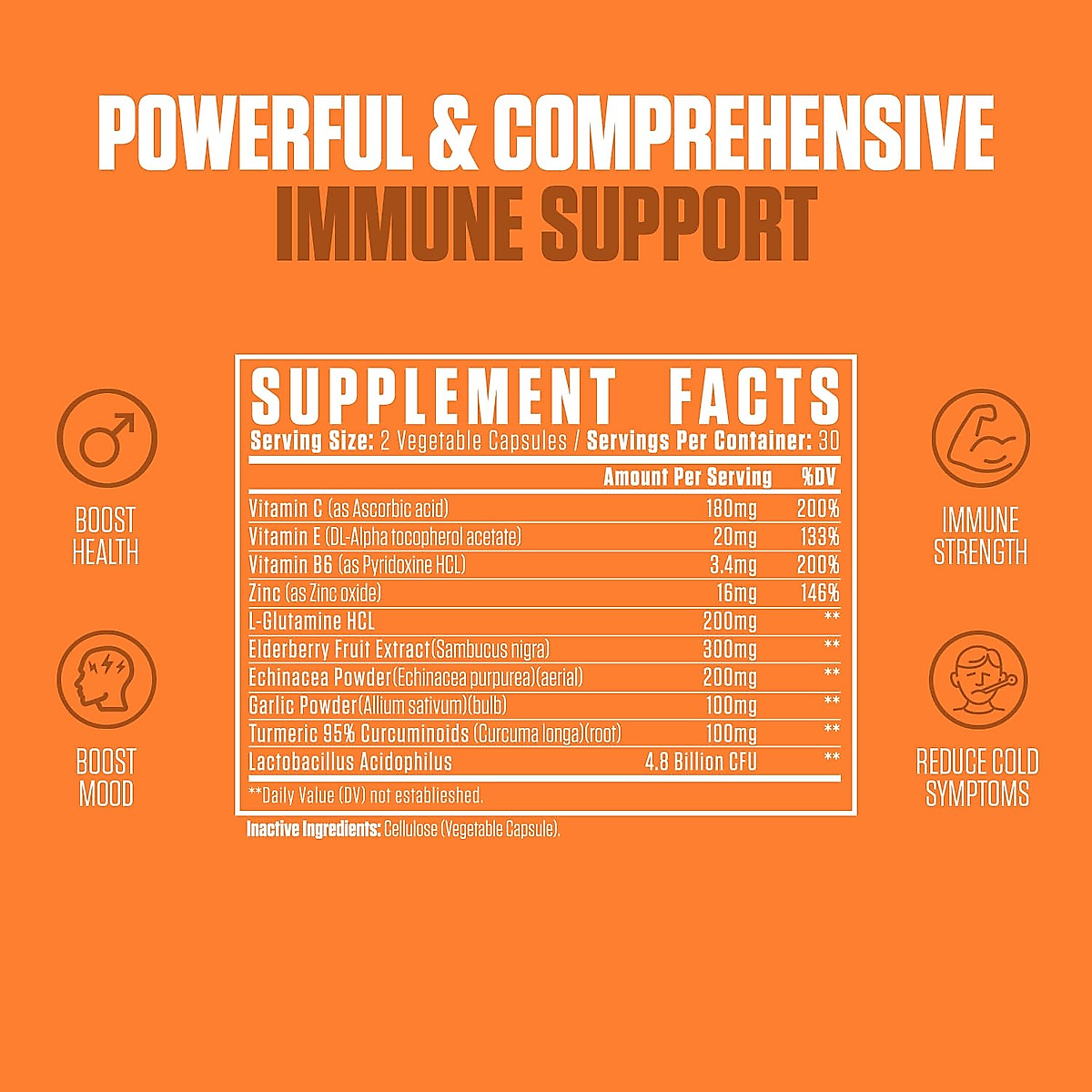 Emergency Immune Extra Strength 10-in-1 | #1 Rated Immune System Support Supplement | Boost Overall Health, Increase Energy w/Echinacea, Vitamin C, Elderberry + 7 More for Men & Women - 60 Pills