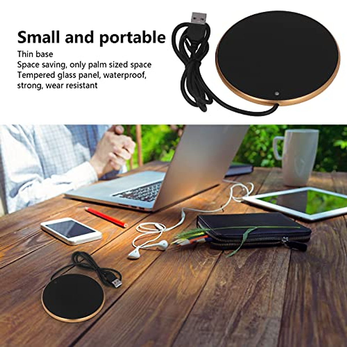 Coffee Mug Warmer, 55°C Constant Coffee Cup Warmer Heating Mat Electric Beverage Warmer for Tea Water Milk(Gold)