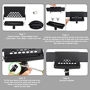 Upgrade Blackstone Grease Catcher - Rear Drainage Funnel for Blackstone Griddle - 17", 22", 28", 36" Sizes