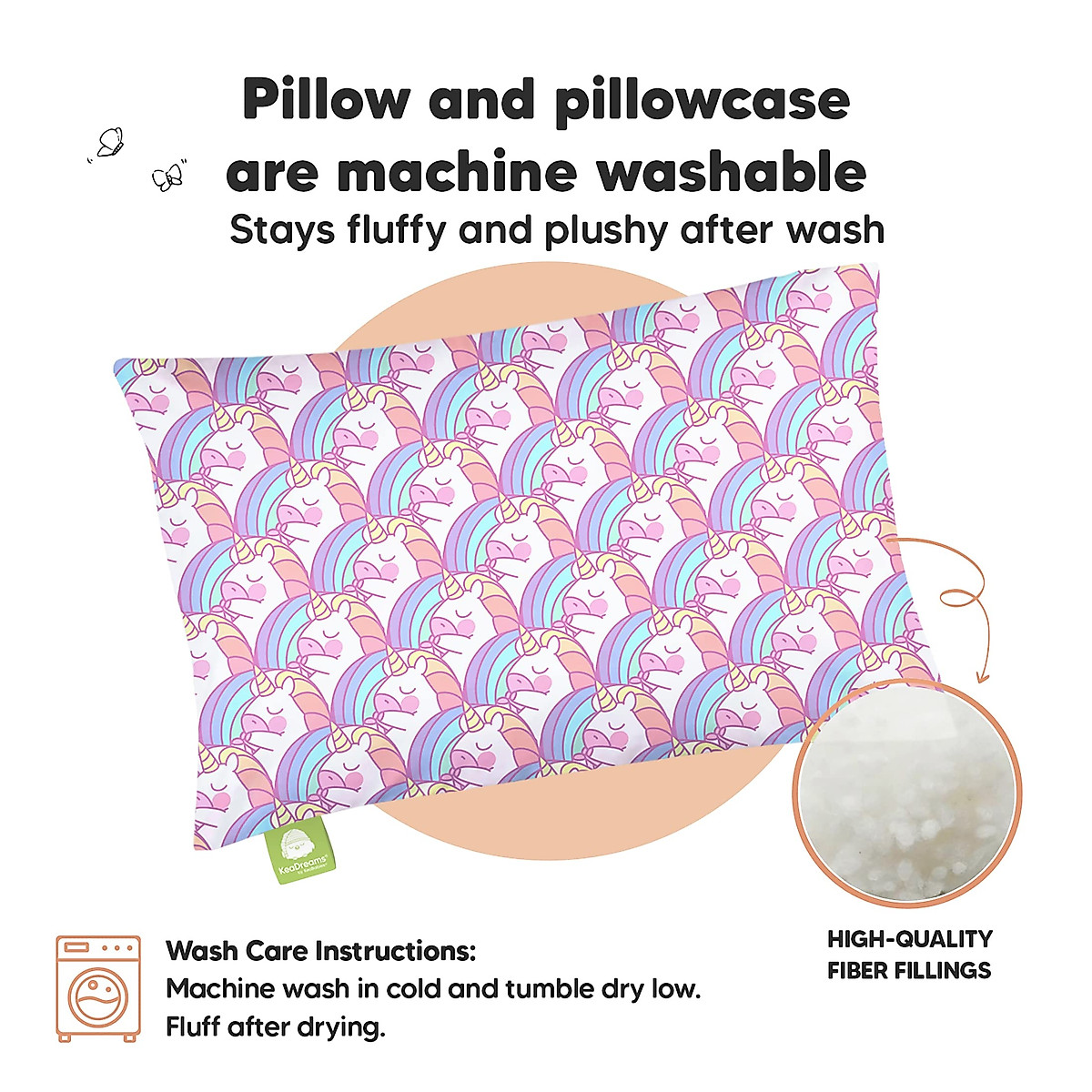 KeaBabies Toddler Pillow with Pillowcase and Jumbo 14X20-13x18 My Little Dreamy Pillow - Soft Organic Cotton Toddler Pillows for Sleeping - Organic Cotton Toddler Pillows for Sleeping